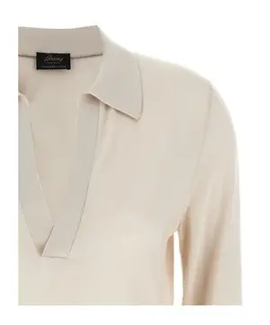 Brioni V-neck Knitted Top - Beige