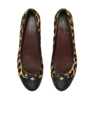Tory Burch Cap-toe Ballet Flats With Bow Detailing - Classic Leopard Print