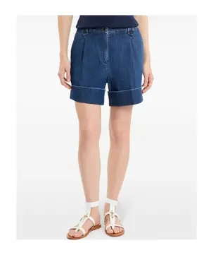 FAY Logo Embroidered Denim Shorts - Blue
