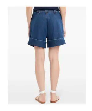 FAY Logo Embroidered Denim Shorts - Blue
