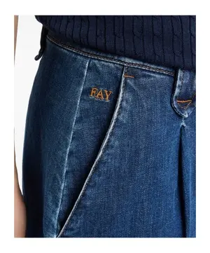 FAY Logo Embroidered Denim Shorts - Blue