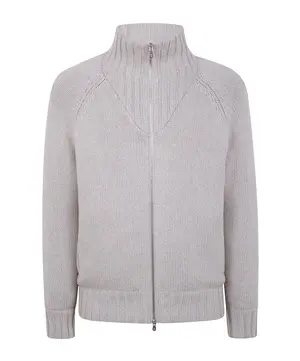 Brunello Cucinelli High Neck Zip-up Cardigan - Gray