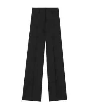Burberry High-rise Wide-leg Trousers With Equestrian Knight Design Jacquard - Black