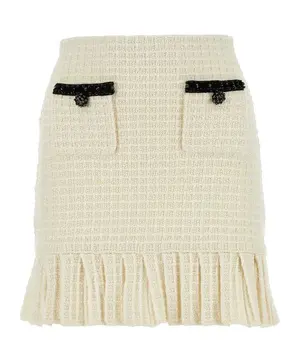 SELF-PORTRAIT Textured Knit A-line Mini Skirt