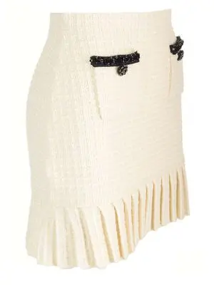 SELF-PORTRAIT Textured Knit A-line Mini Skirt