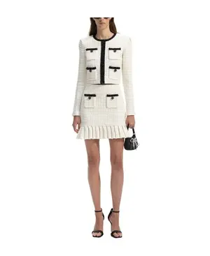 SELF-PORTRAIT Textured Knit A-line Mini Skirt