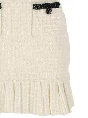 SELF-PORTRAIT Textured Knit A-line Mini Skirt