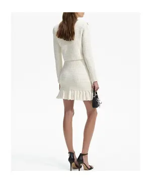 SELF-PORTRAIT Textured Knit A-line Mini Skirt