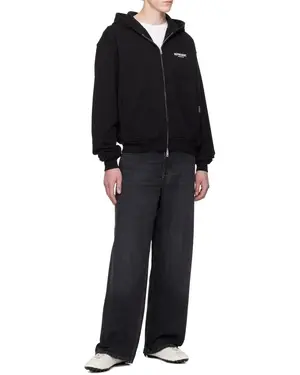 REPRESENT Full Zip Hoodie Jacket With Ribbed Details - Black