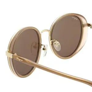 FERRAGAMO Oval Logo Sunglasses - Brown