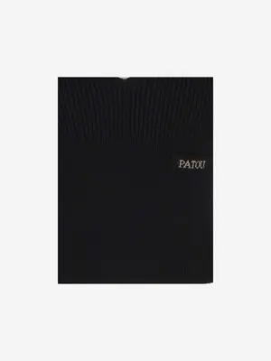 PATOU Ribbed V-neck Knitted Sweater - Black