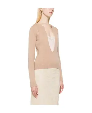N.21 U-neck Laminated Sweater