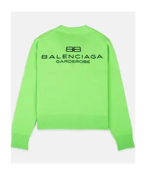 Balenciaga Bb Logo Embroidered Knitted Jumper - Green
