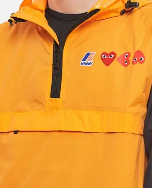 Play Comme Des Garcon Logo Hooded Jacket - Orange