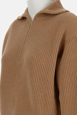 Max Mara Nadar Quarter-zip Knitted Jumper - Brown