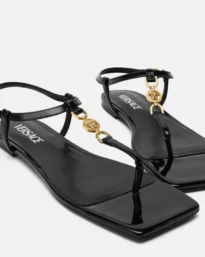 Versace Medusa Plaque Square Open Toe Sandals