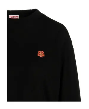 Kenzo Boke Flower Crest Crewneck Jumper - Black