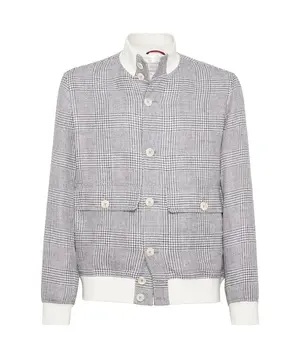 Brunello Cucinelli Checked High-neck Jacket