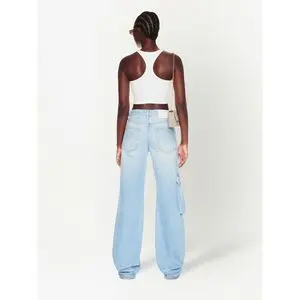 Off-White Toybox" Painted Logo Patch Wide Leg Jeans - Blue
