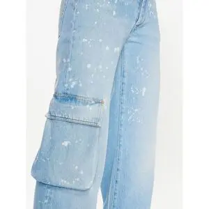 Off-White Toybox" Painted Logo Patch Wide Leg Jeans - Blue