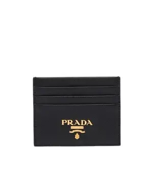 Prada Logo Plaque Cardholder - Black