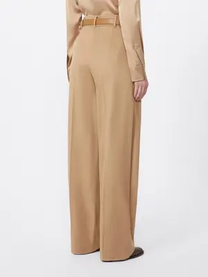 Max Mara Flowing Wool Trousers - Camel