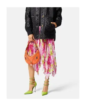 Versace Floral Logo Orchid Pleated Skirt - Pink