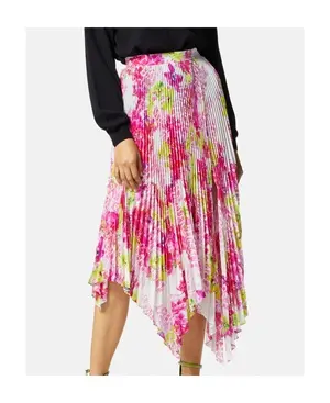 Versace Floral Logo Orchid Pleated Skirt - Pink