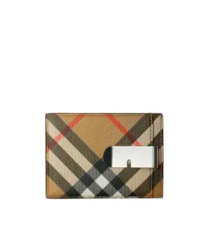 Burberry Check Pattern Card Holder - Sand-colored