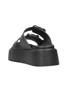 Casadei Florence Double Strap Chunky Sole Sandals - Black
