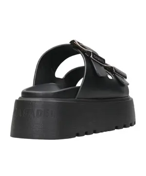 Casadei Florence Double Strap Chunky Sole Sandals - Black