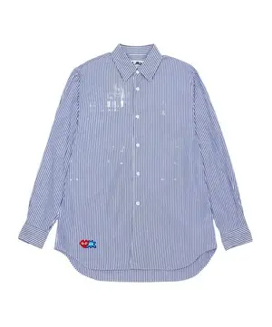 Play Comme Des Garcon Logo-appliqué Striped Cotton Shirt