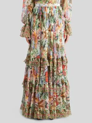 Etro Floral Printed Tiered Midi Skirt