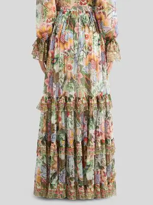Etro Floral Printed Tiered Midi Skirt