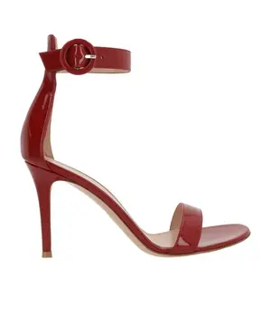 GIANVITO ROSSI Portofino Ankle Strap Stiletto Sandals - Cherry Red
