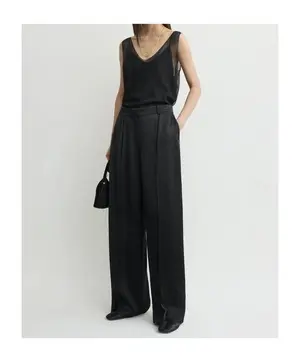 TOTEME Wide-leg Pleated Trousers - Black
