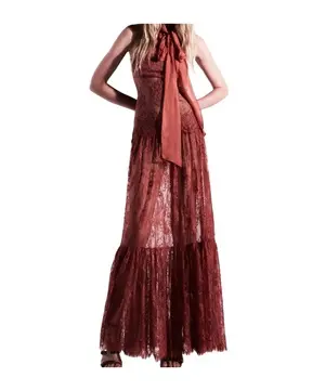 ANIYE BY Sleeveless Lace Maxi Dress With Floral Embroidery