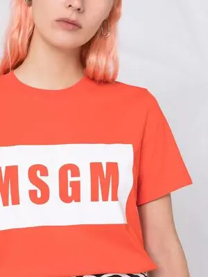 MSGM Cropped Logo T-shirt