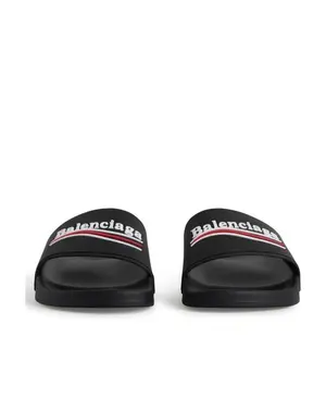 Balenciaga Political Campaign Pool Slides - Black