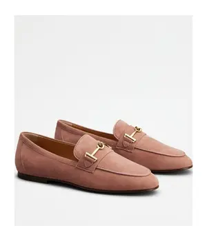TOD'S Logo Plaque Almond Toe Loafers