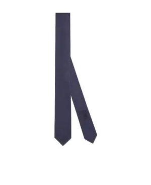 Gucci Ribbed Silk Neck Tie With Embroidered Double G - Black