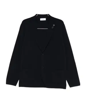 LARDINI Textured Knitted Jacket With Floral Detail