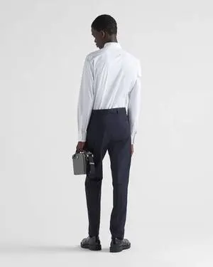 Prada Slim Fit Cotton Pants With Drawstring Belt - Blue