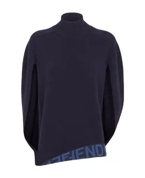 Fendi High-neck Knit Jumper With Cut-out Sleeves