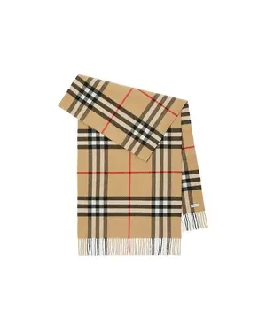 Burberry Checked Fringed-edge Scarf - Collection Beige