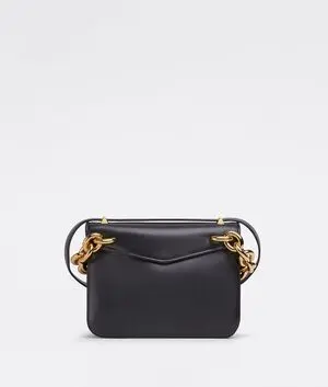 Bottega Veneta Small Leather Shoulder Bag With Chain Detail - Black