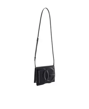 Dolce & Gabbana Logo Embossed Crossbody Bag - Black