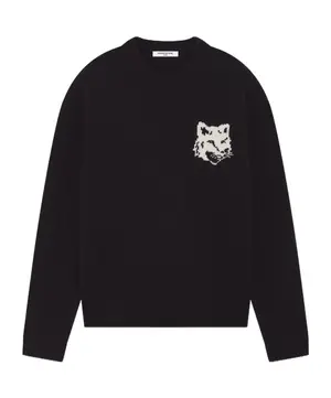 Maison Kitsuné Fox Head Intarsia Knit Jumper - Black