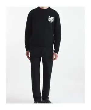 Maison Kitsuné Fox Head Intarsia Knit Jumper - Black