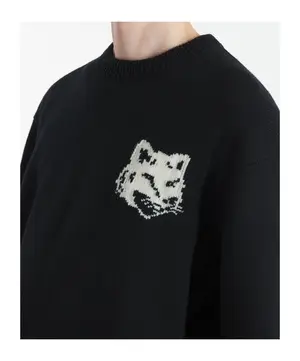 Maison Kitsuné Fox Head Intarsia Knit Jumper - Black